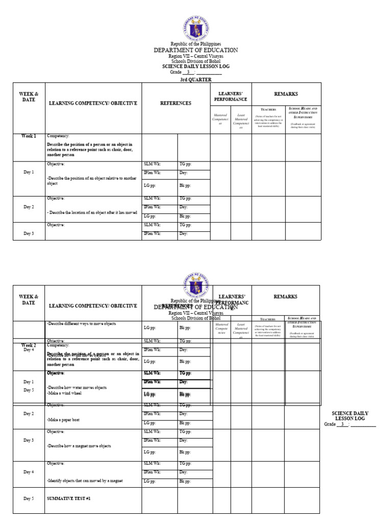 Science_DLL_Grade-3_Q3_Regular | PDF | Learning | Behavior Modification