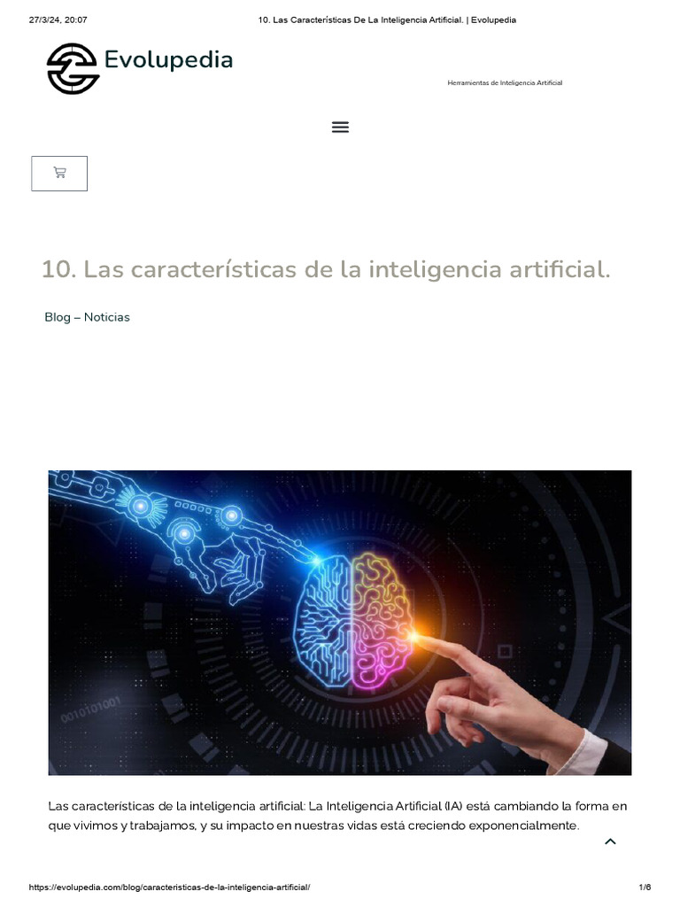 Las Características de La Inteligencia Artificial. - Evolupedia | PDF | Inteligencia artificial ...