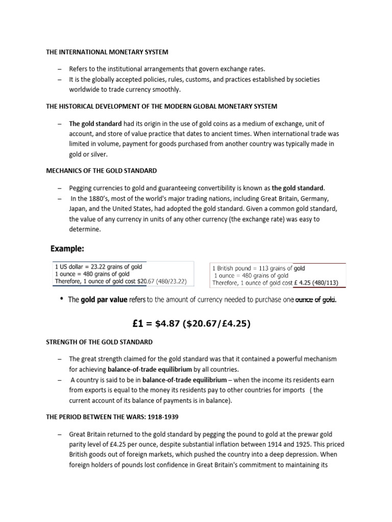 The International Monetary System | PDF | Bretton Woods System | Gold ...