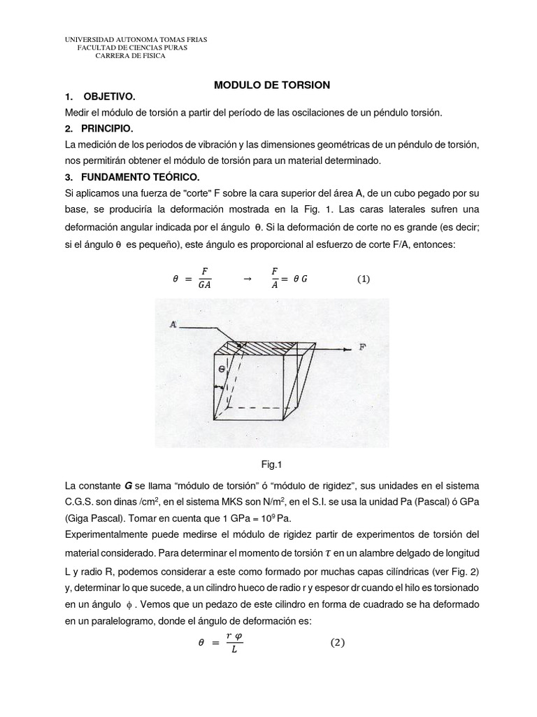 04-Modulo de Torsion I 2024 | PDF | Pascal (Unidad) | Péndulo