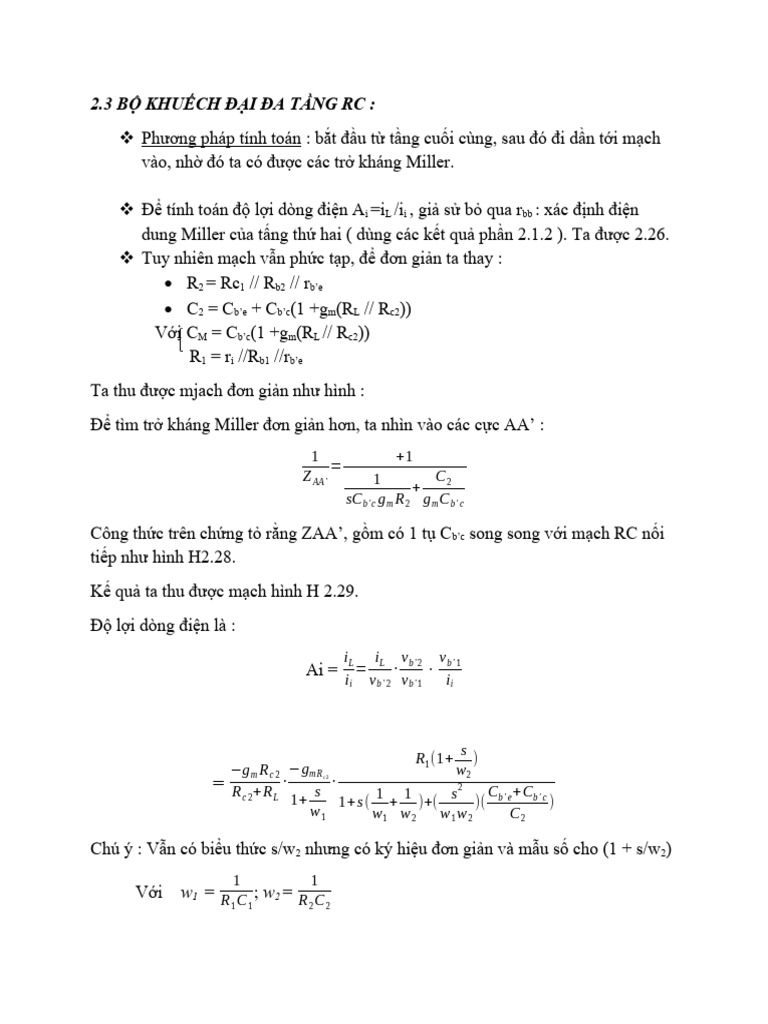 2.3 Bộ Khuếch Đại Đa Tầng Rc:: Z sC g R C g C | PDF