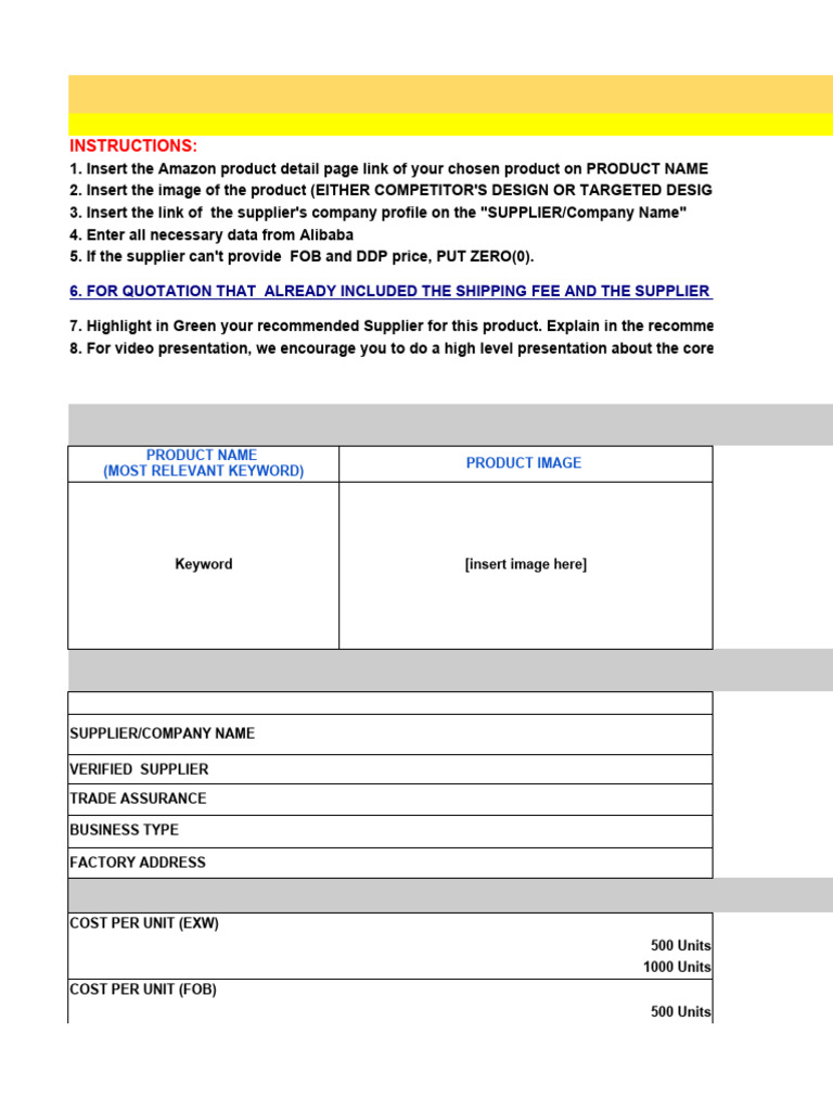 ASVA Product Listing Template | PDF | Packaging And Labeling | Warehouse