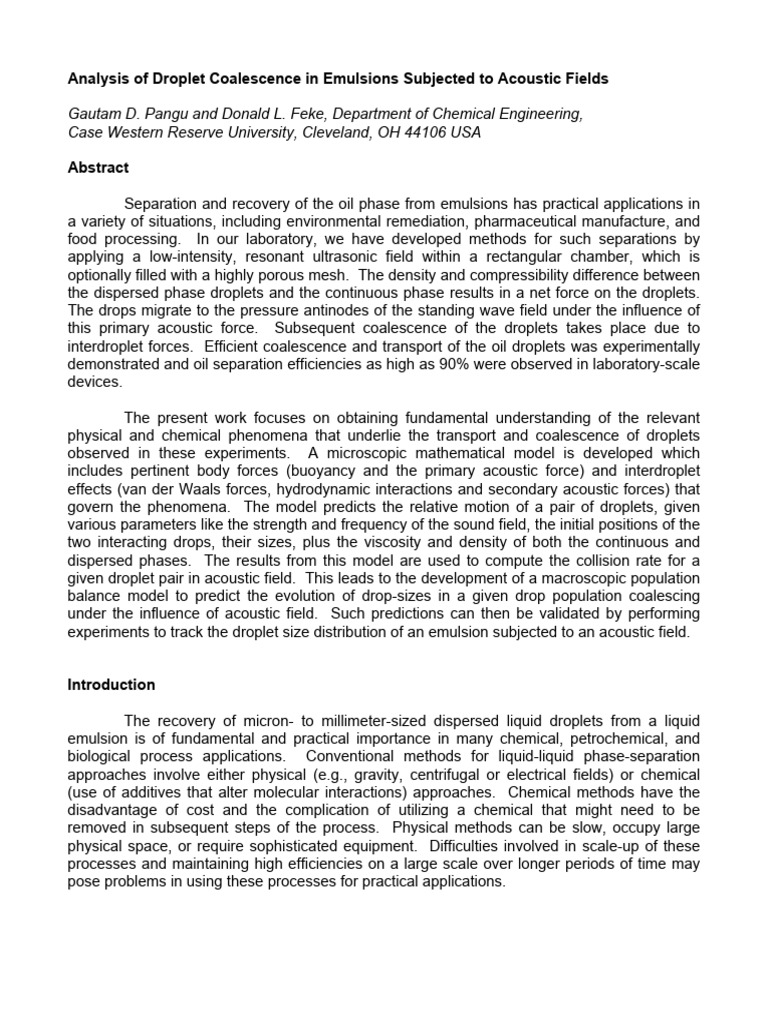 Pangu_Feke_2005_Analysis of Droplet Coalescence in Emulsions Subjected ... Pangu_Feke_2005_Analysis of Droplet Coalescence in Emulsions Subjected ...