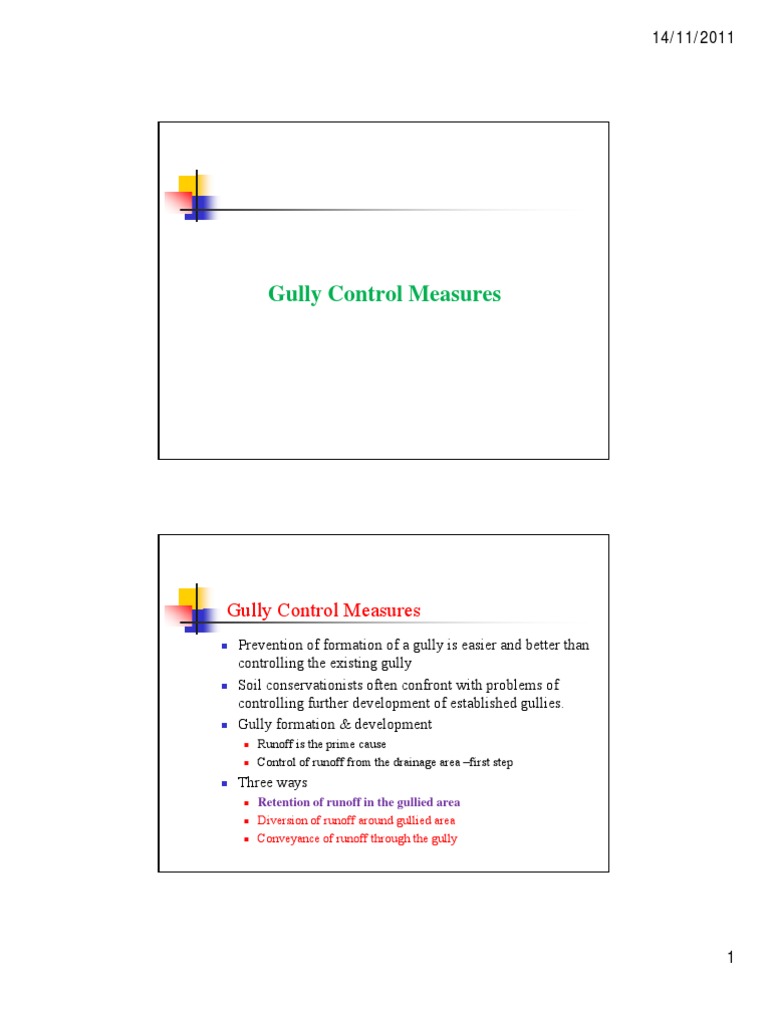 Gully Control Measures Drop Spillway 2011 | PDF | Spillway | Surface Runoff