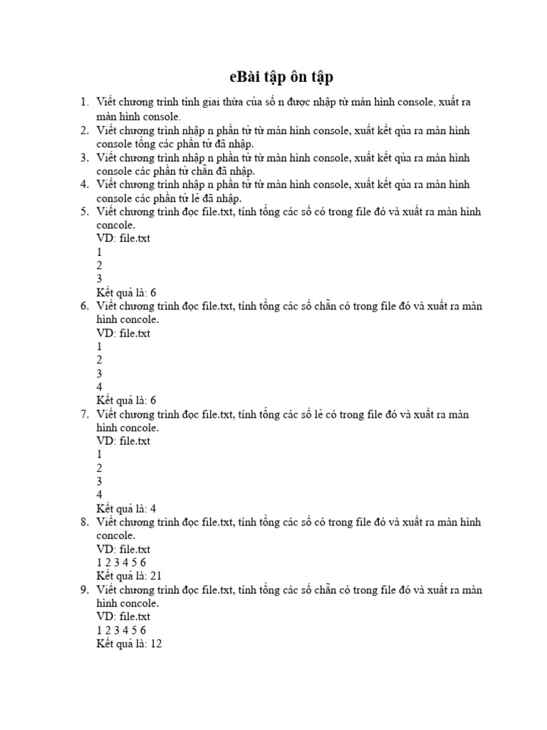 Bai Tap On Tap Java | PDF