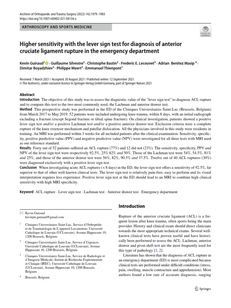Lca Test | PDF | Knee | Sensitivity And Specificity
