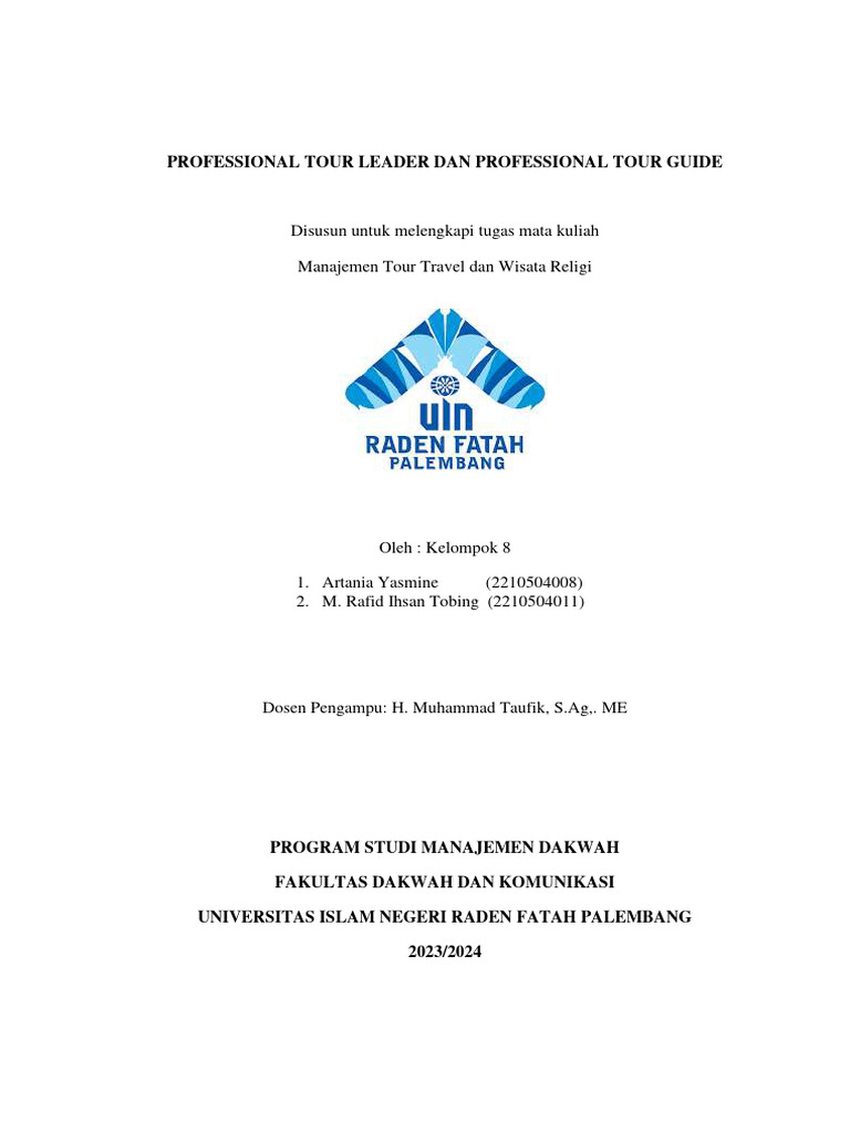 PROFESSIONAL TOUR LEADER DAN PROFESSIONAL TOUR GUIDE - Kel.8 | PDF