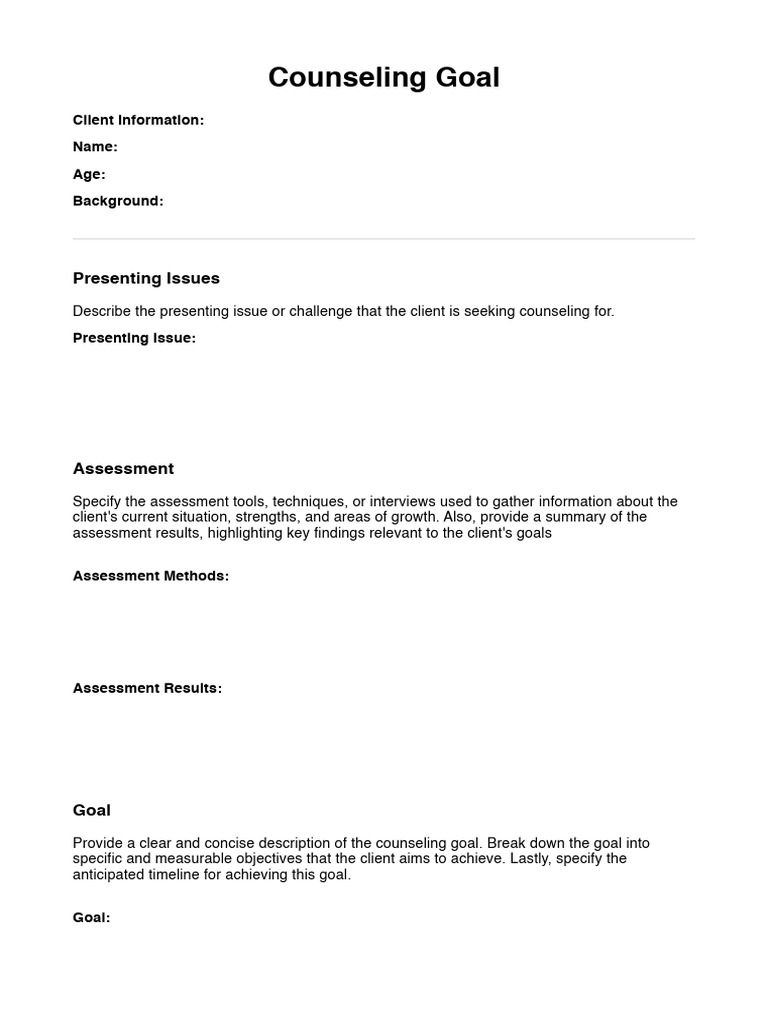 Counseling Goal Template | PDF