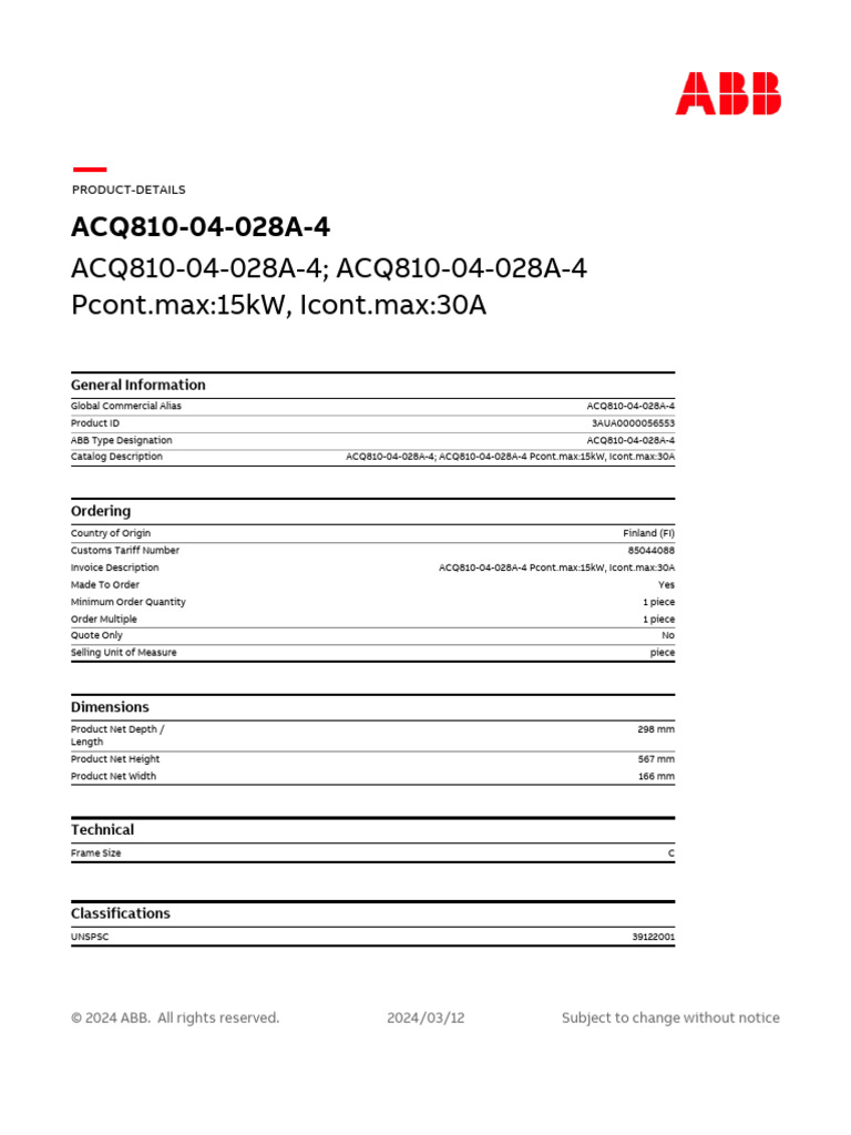 ACQ810-04-028A-4 Frequency Converter | PDF | Length