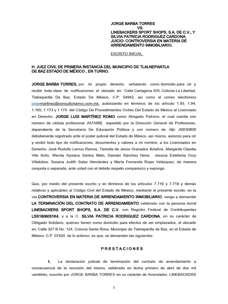 Demanda Civil | PDF | Demanda judicial | México