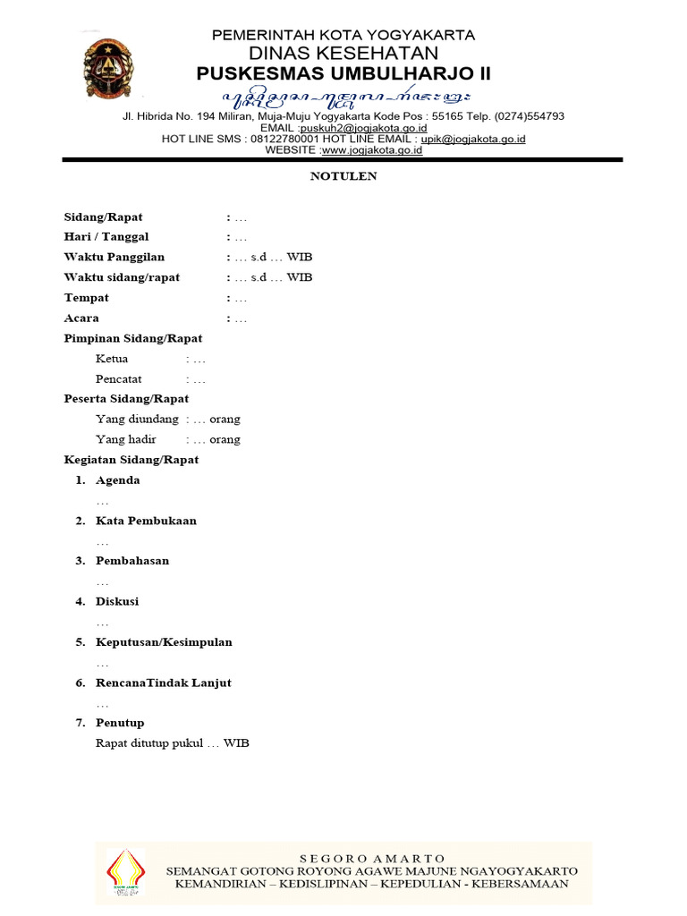 Terbaru FORMAT NOTULEN 2024 | PDF