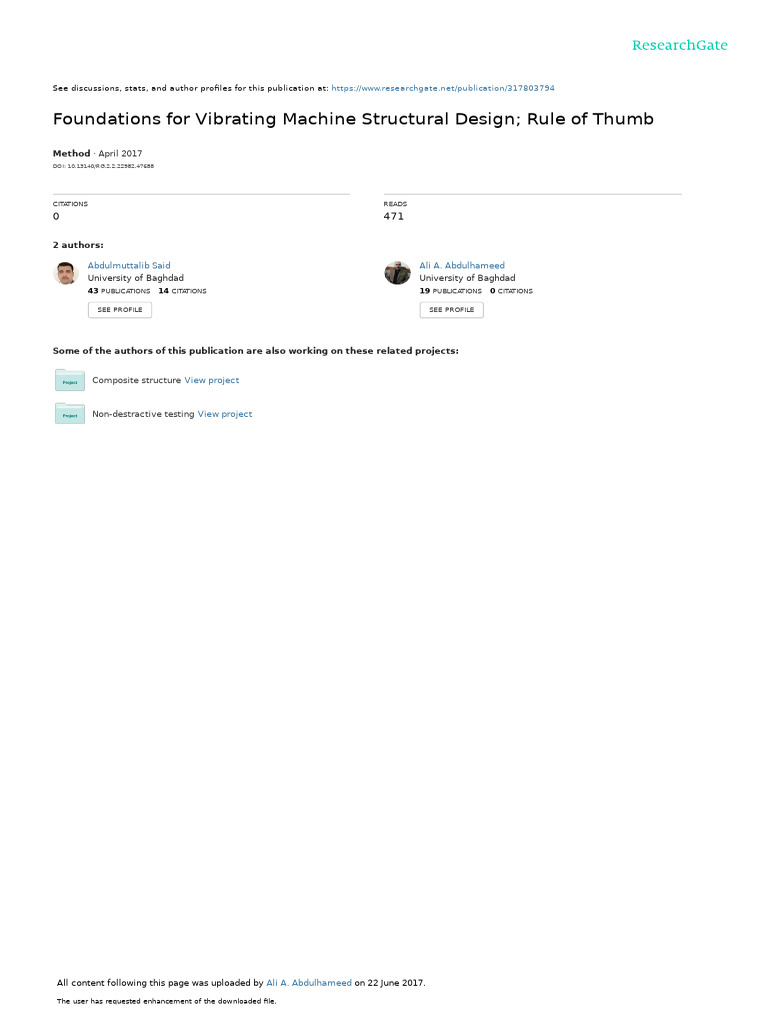 Foundations For Vibrating Machine Structural Design Rule of Thumb ...