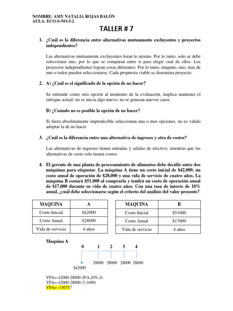 Taller # 7 | PDF | Finanzas personales | Deuda
