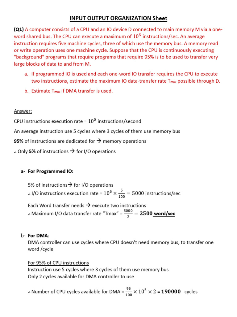 I-O Sheet Solution | PDF | Input/Output | Central Processing Unit