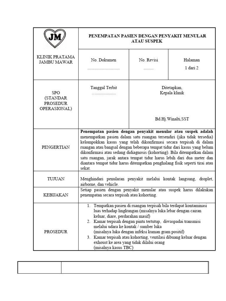 Spo Penempatan Pasien | PDF
