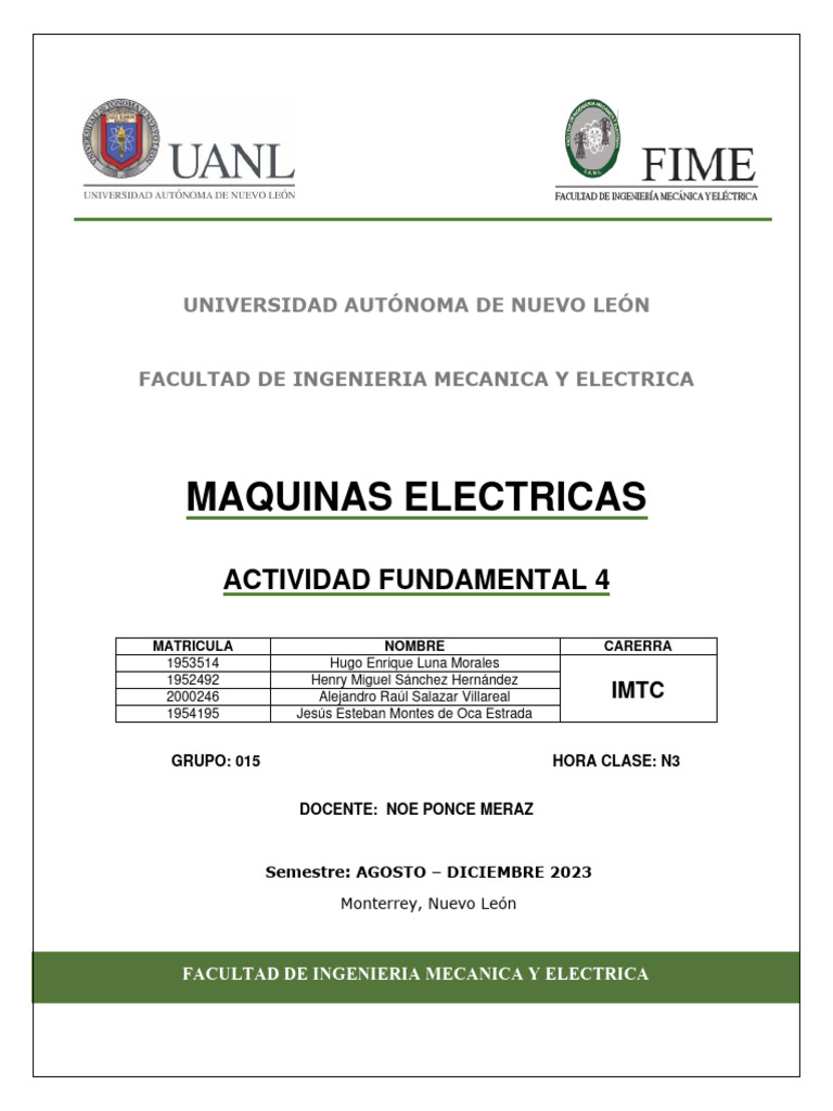 MaqElec AF4 Equipo | PDF | Ciencia de los Materiales | Ingenieria Eléctrica