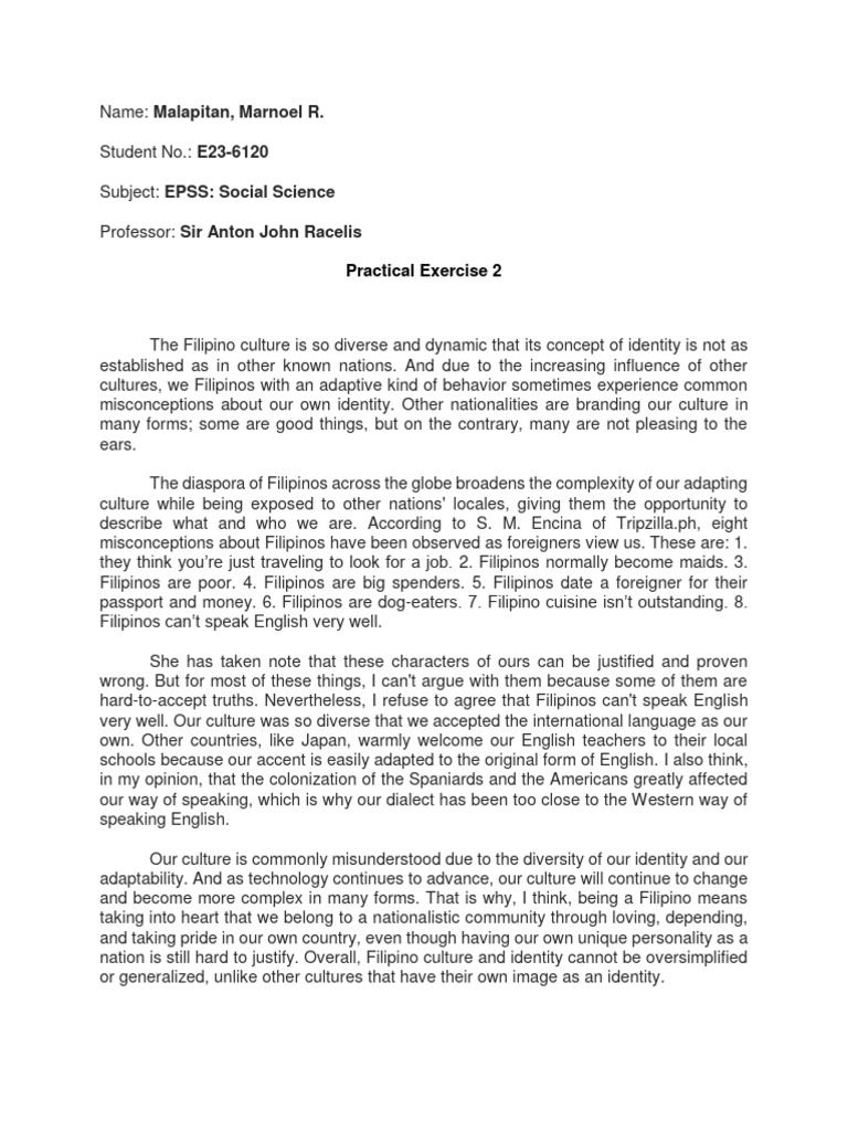 Misconceptions of Filipino Identity | PDF | English Language | Human ...