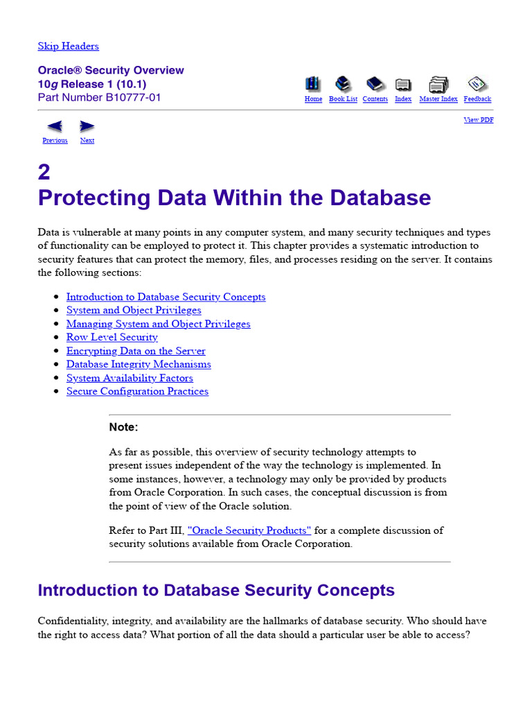 2 Protecting Data Within The Database | PDF | Databases | Encryption