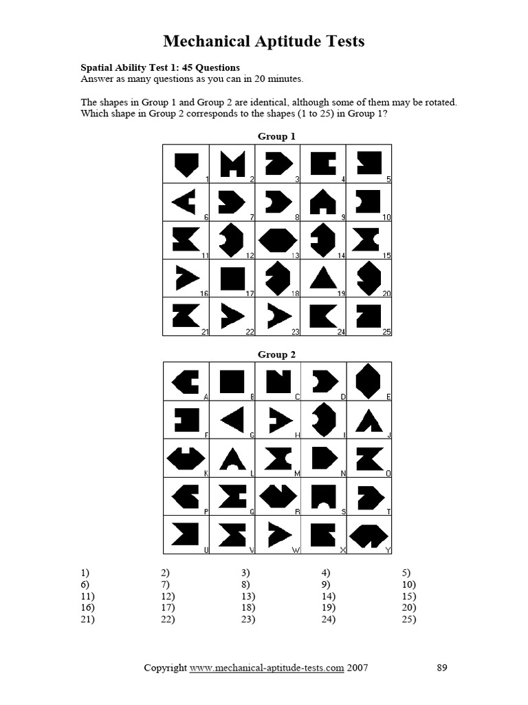 3A.mechanical aptitude test-Spatial Ability T.1 | PDF