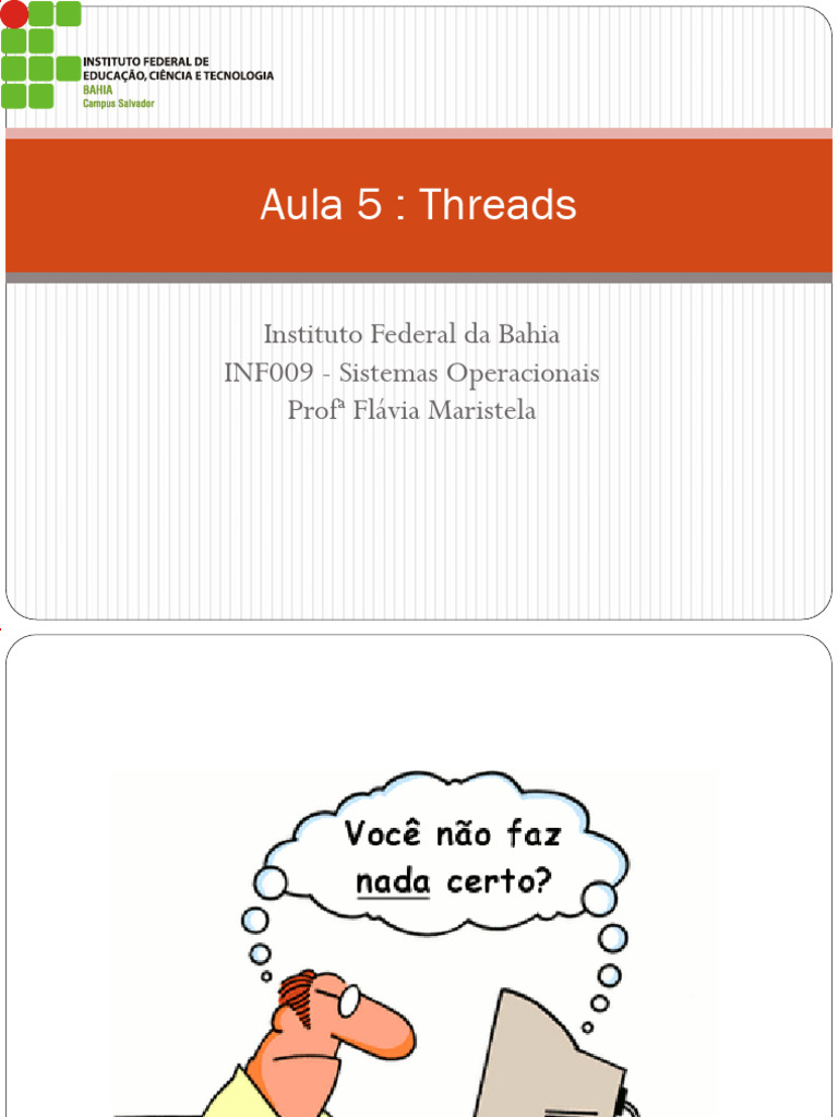 Aula5 - Threads | Download grátis PDF | Thread (informática) | Kernel (sistema operacional)