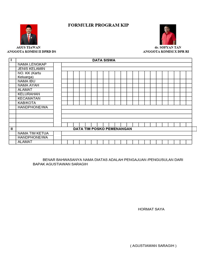 Formulir Pip Sofyan Tan[1] | PDF