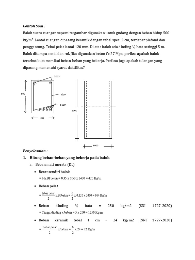 Contoh Soal Dan Tugas Analisa Balok Tulangan Rangkap GEDUNG | PDF
