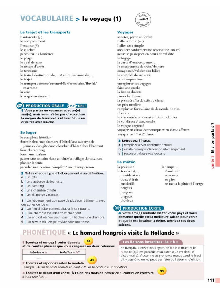 Vocabulaire voyage | PDF