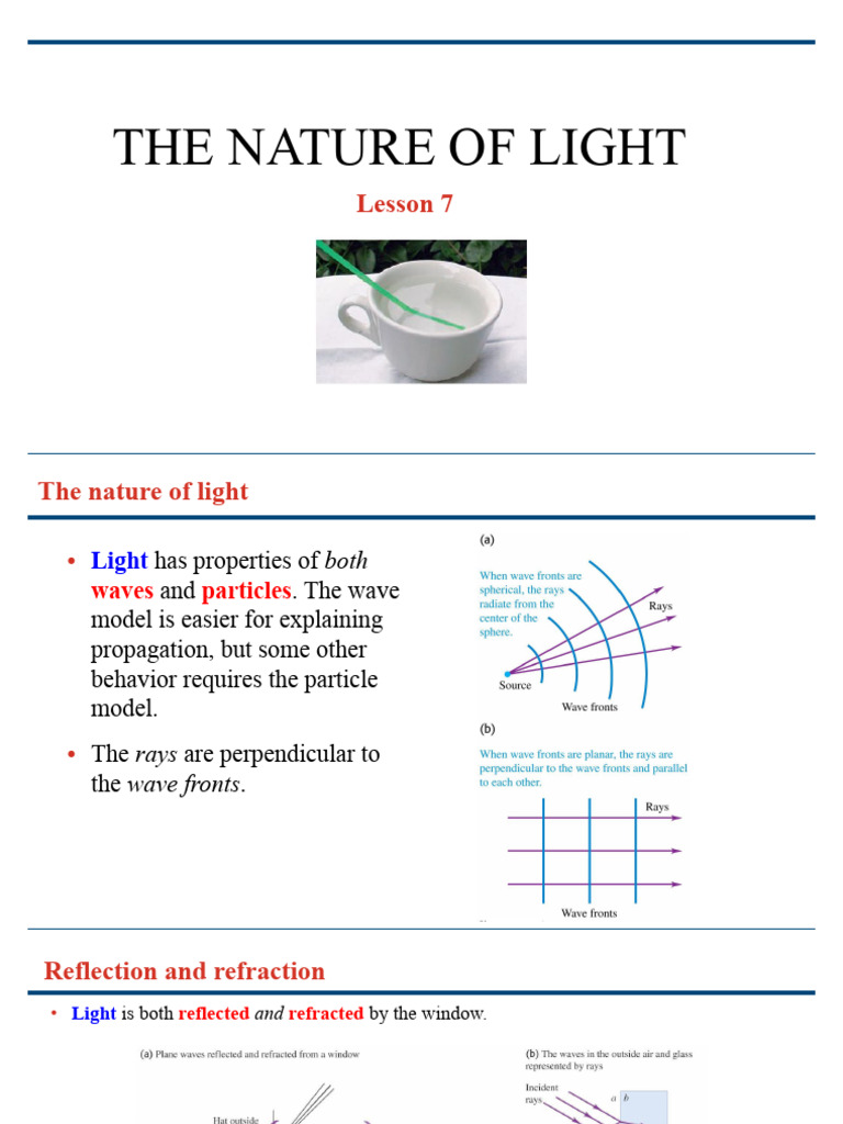 Lesson 7 The Nature of Light | PDF | Reflection (Physics) | Refraction