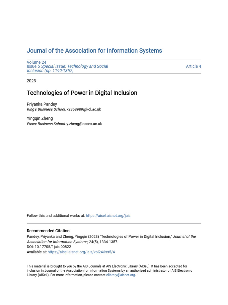 Power Dynamics in Digital Inclusion | PDF | Social Exclusion | Power ...