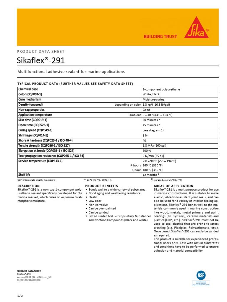 Sikaflex 291 Flyer | PDF | Paint | Polyurethane