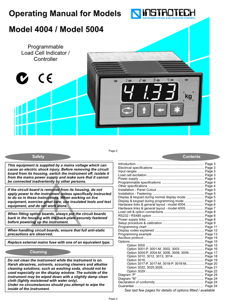 Load Cell Indicator Operating Manual | PDF | Power Supply | Mains ...