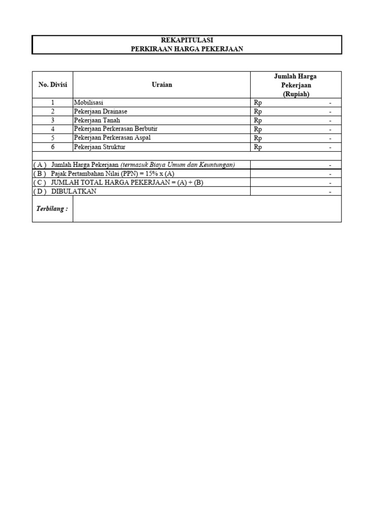 Rekap, Boq, Volume | PDF