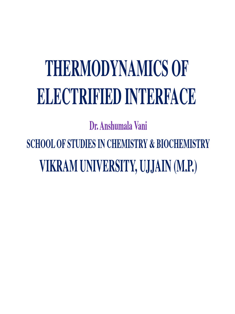Thermodynamics of Electrified Interface Equations | PDF