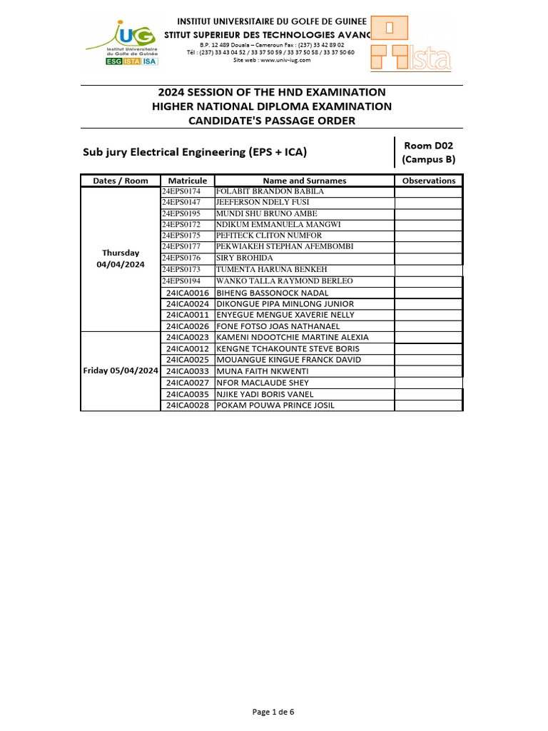 ORDER OF PASSAGE HND 2024 | PDF