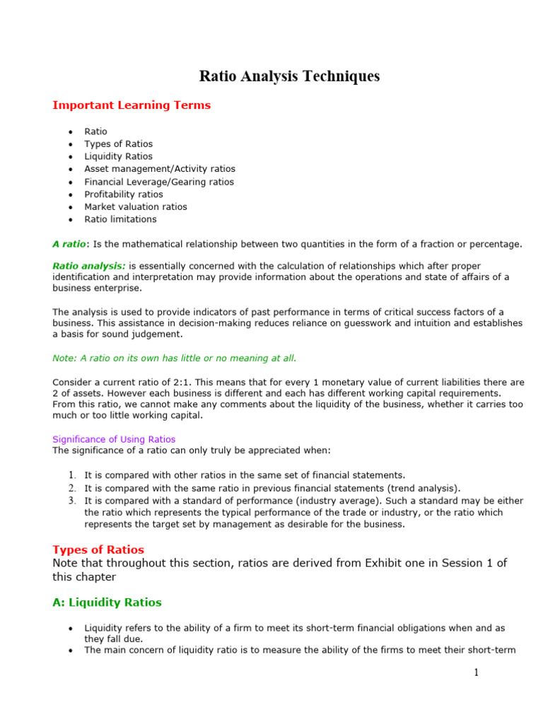 Ratio Analysis Techniques | PDF | Equity (Finance) | Dividend