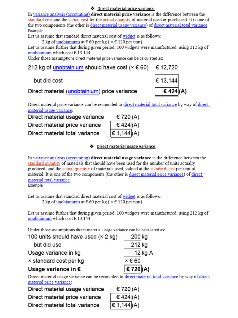 Direct Material Price Variance | PDF | Variance | Prices