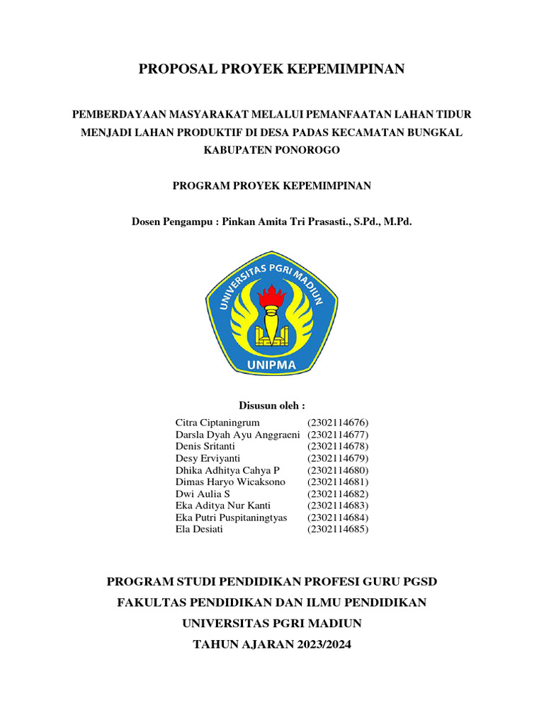 Proposal Proyek Kepemimpinan-Kelompok 1-Kelas 1.23SD.e-eka Aditya Nur Kanti | PDF | Seni
