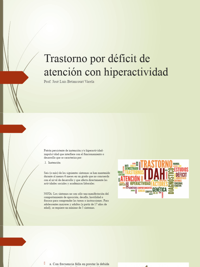 Trastorno por déficit de atención con hiperactividad | PDF | Desorden hiperactivo y deficit de ...