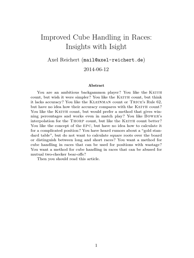 Improved Cube Handling in Races | PDF | Mathematical Optimization ...