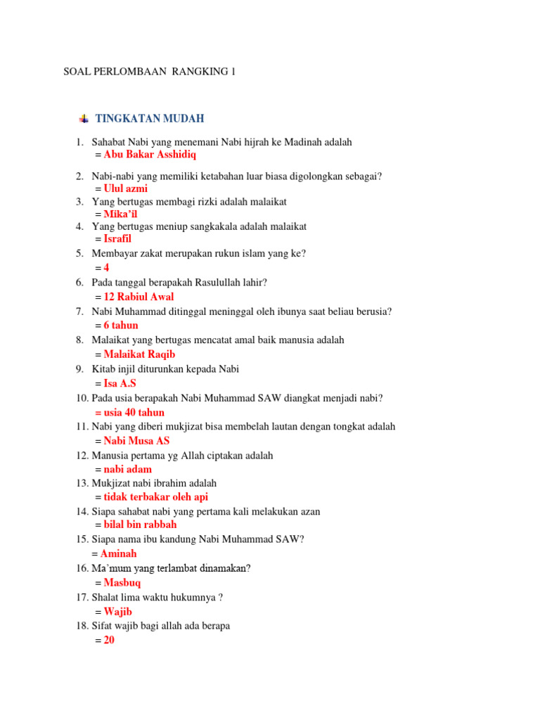 Soal Rangking 1 | PDF | Perjalanan