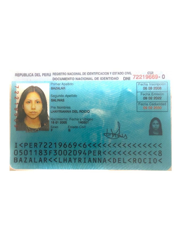 REPUBLICA DEL PERU REGISTRO NACIONAL DE IDENTIFICACION Y ESTADO CIVIL | PDF