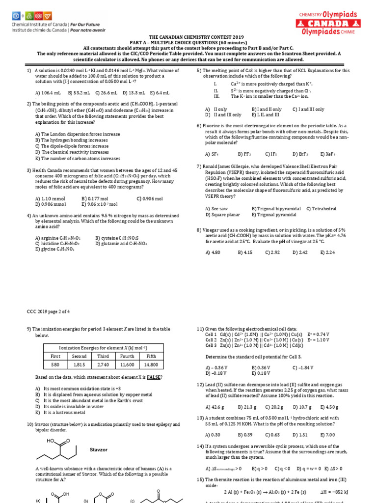 CCC 2019 | PDF | Acid | Chemical Elements