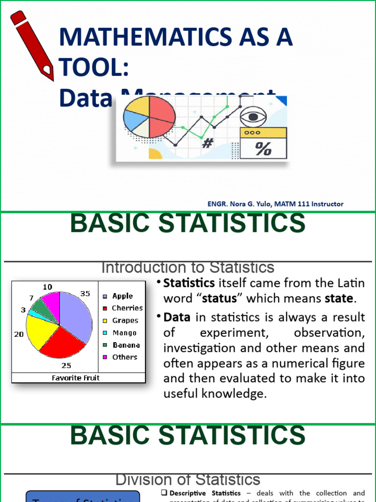 Week 7 Data Management Definitions and Concepts in Statistics | PDF ...