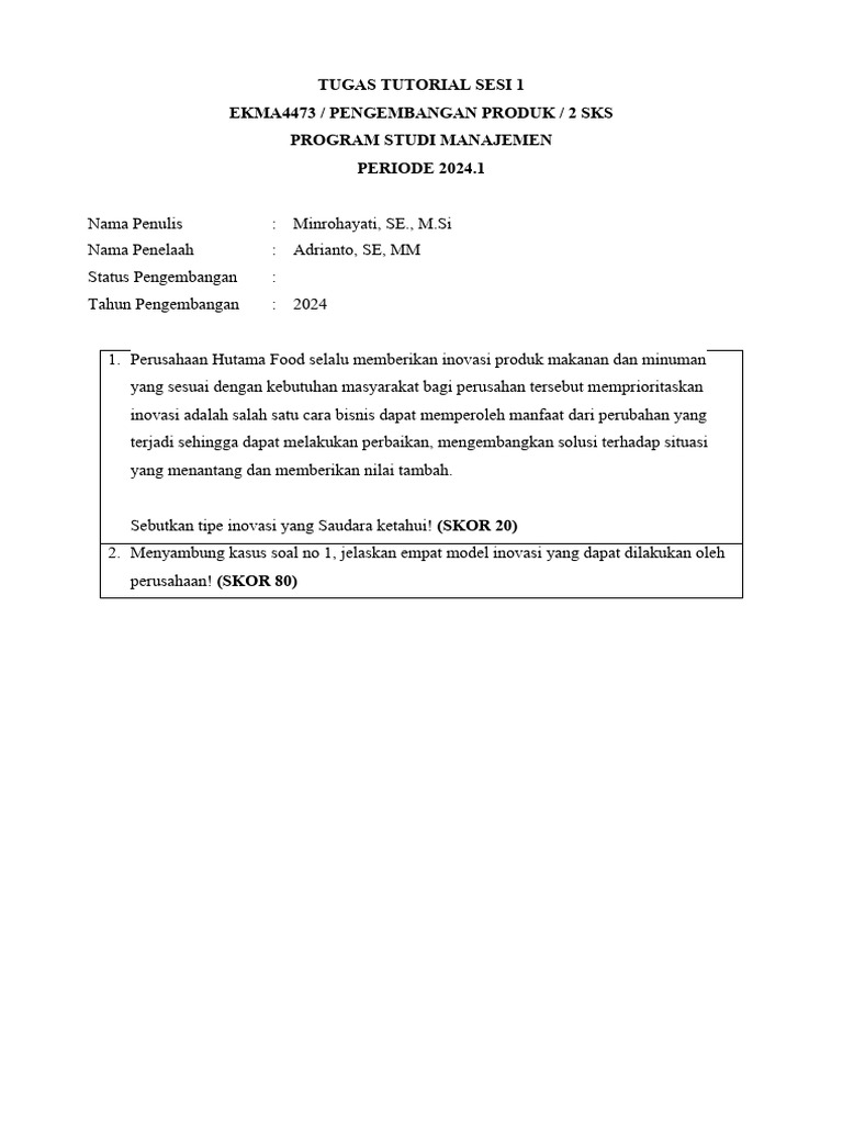 Tugas 1 Pengembangan Produk | PDF | Bisnis