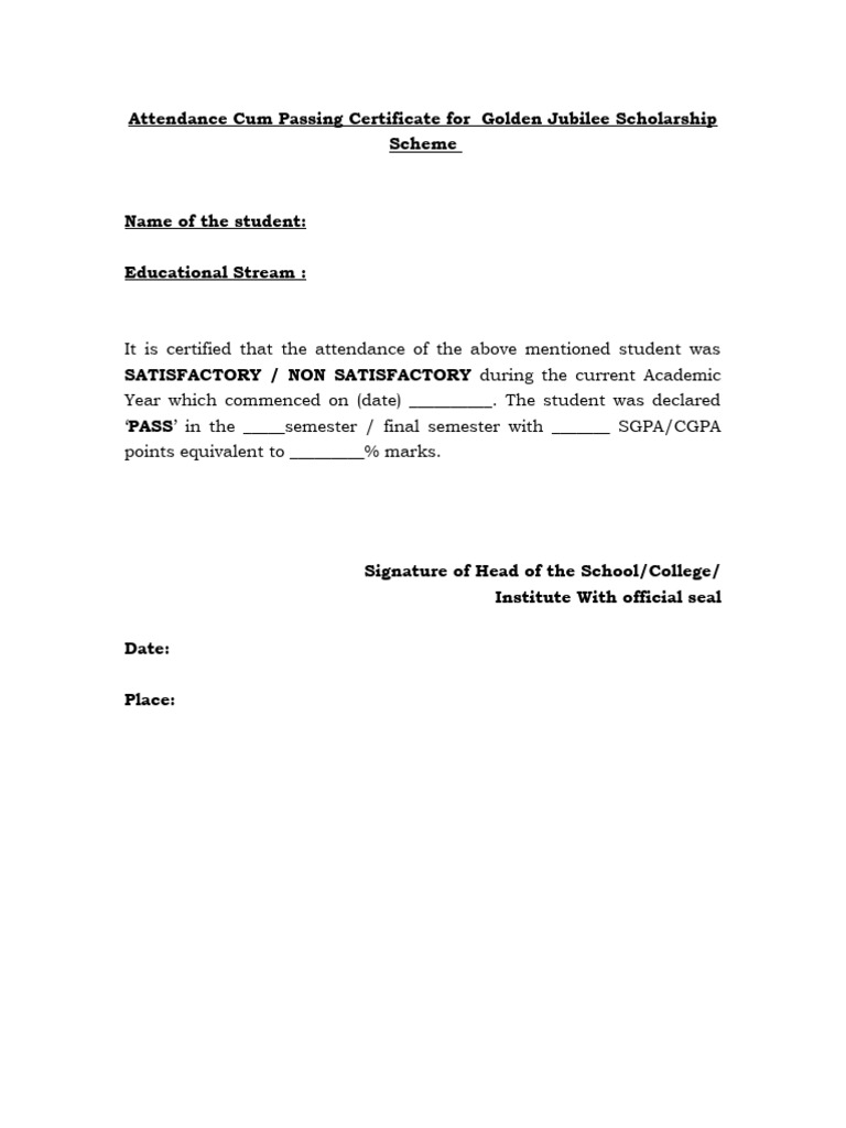 G J S Attendance Certificate | PDF