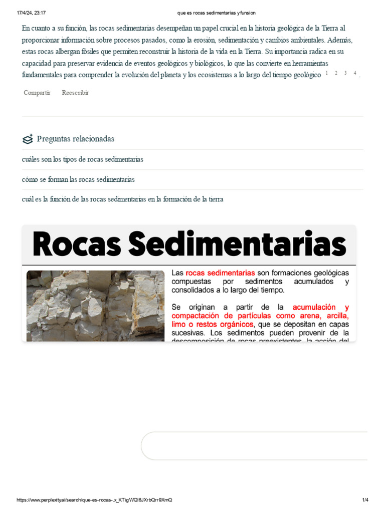 Rocas Sedimentarias: Tipos y Funciones | PDF