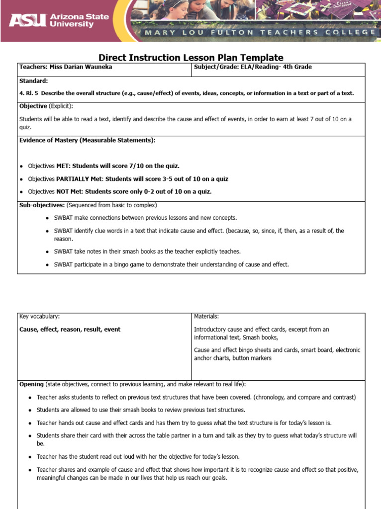 Pa Lesson Plan Evalution Tel 488 Darian Wauneka | PDF | Teachers ...