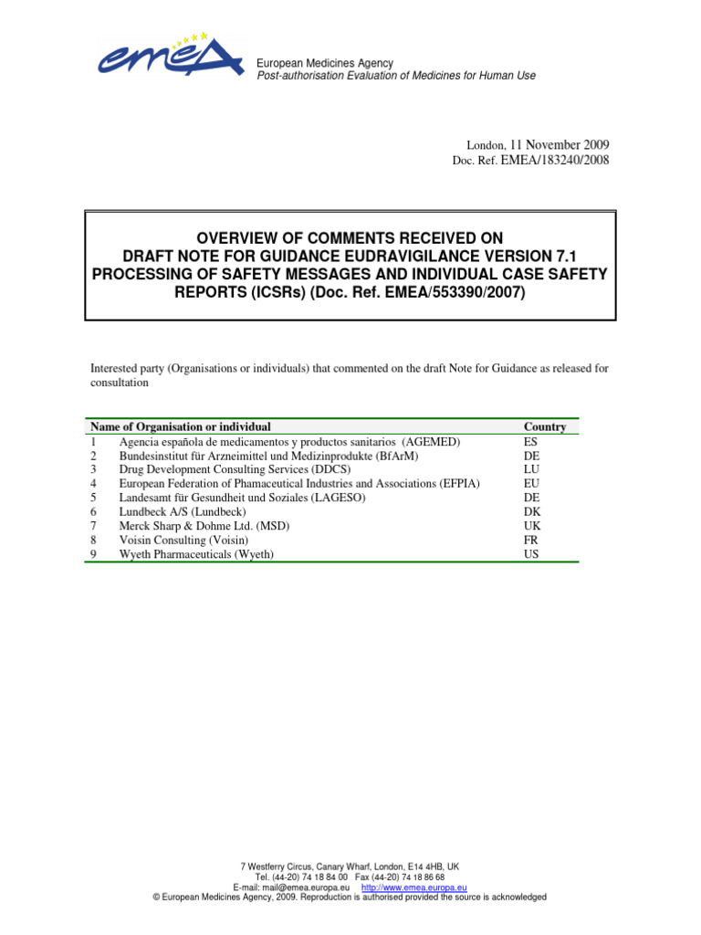 33 Overview-Comments-Received-Draft-Note-Guidance-Eudravigilance-Version-71-Processing-Safety ...