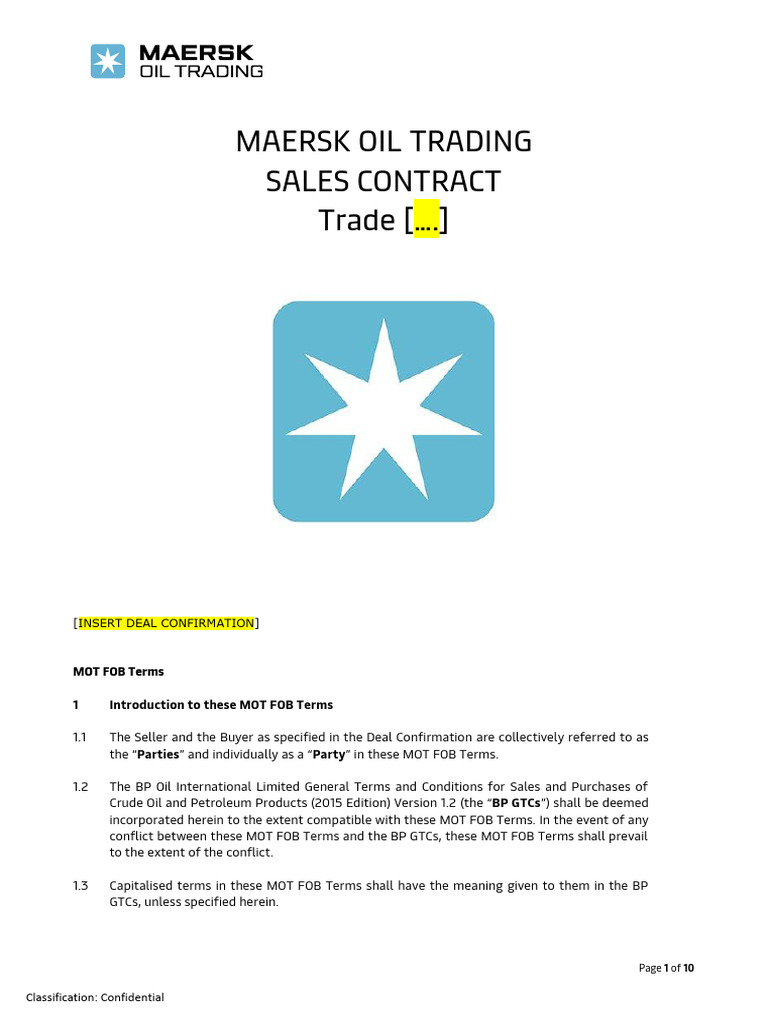 Maersk Oil Trading FOB Sales Contract | PDF | Breach Of Contract ...