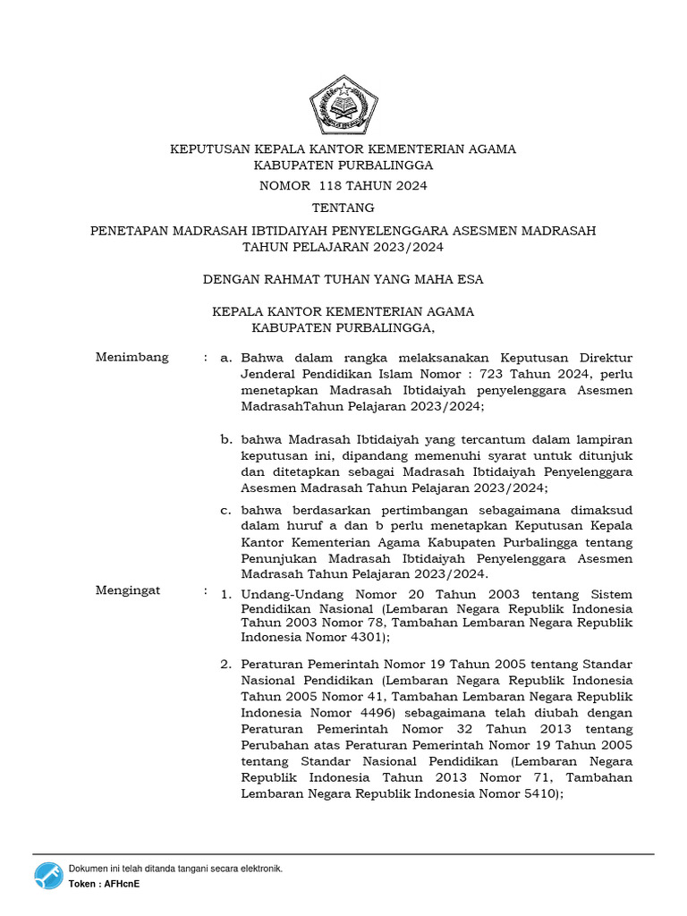 PBG - SK Penyelenggara AM Jenjang MI | PDF